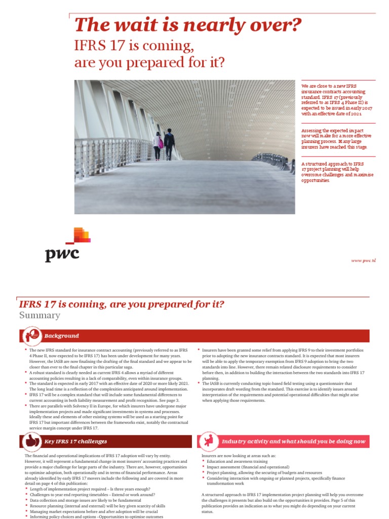 PWC Ifrs 17 Is Coming PDF | PDF | International Financial Reporting ...