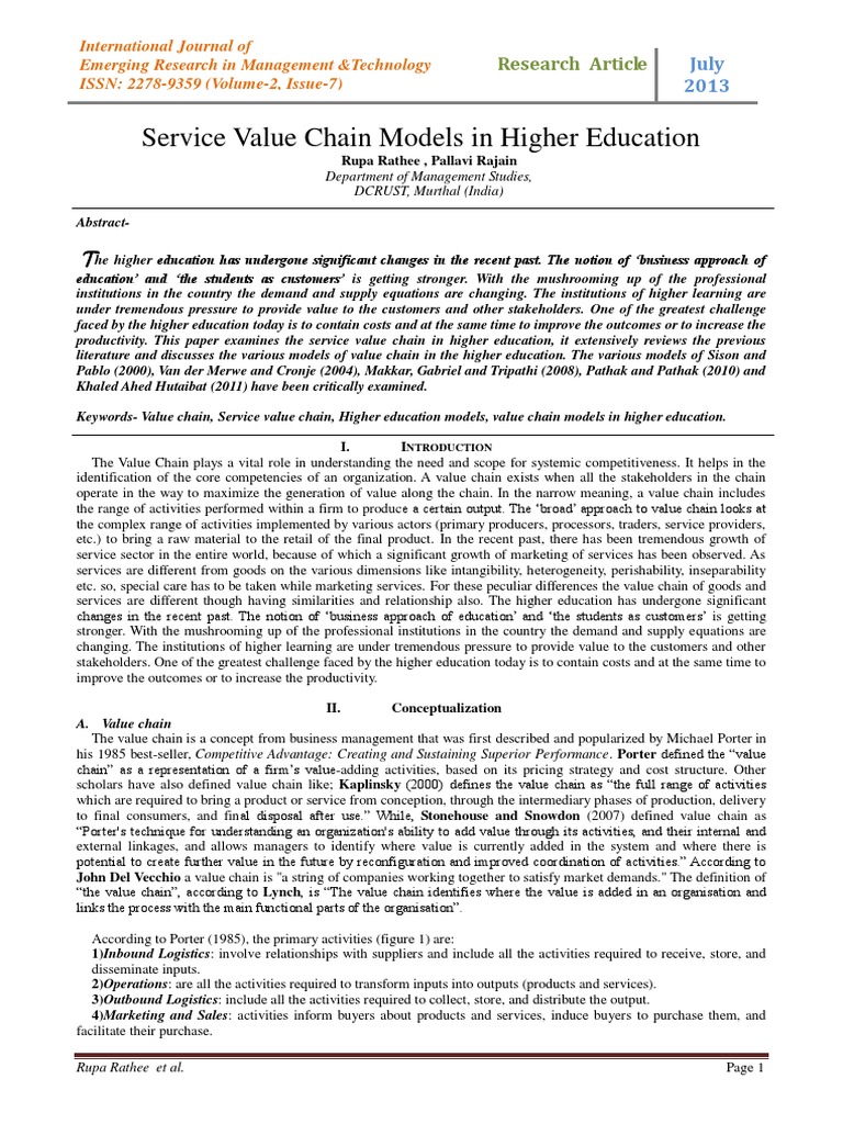 Service Value Chain Models in Higher Education | PDF | Value Chain ...