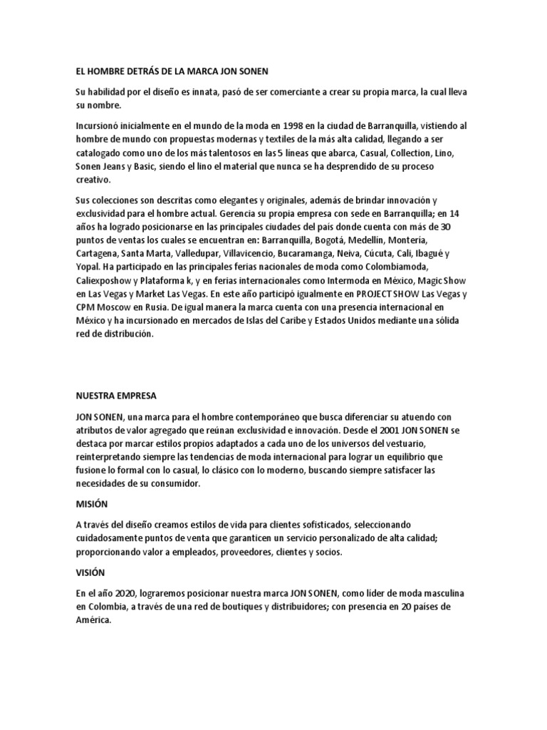 El Hombre Detrás de La Marca Jon Sonen | PDF | Business | Economias