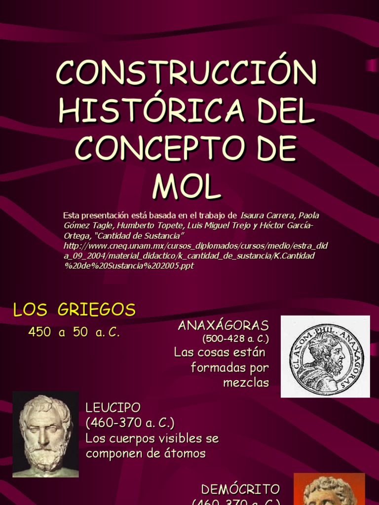 Historia del Concepto de Mol | PDF | Mole (Unidad) | Átomos
