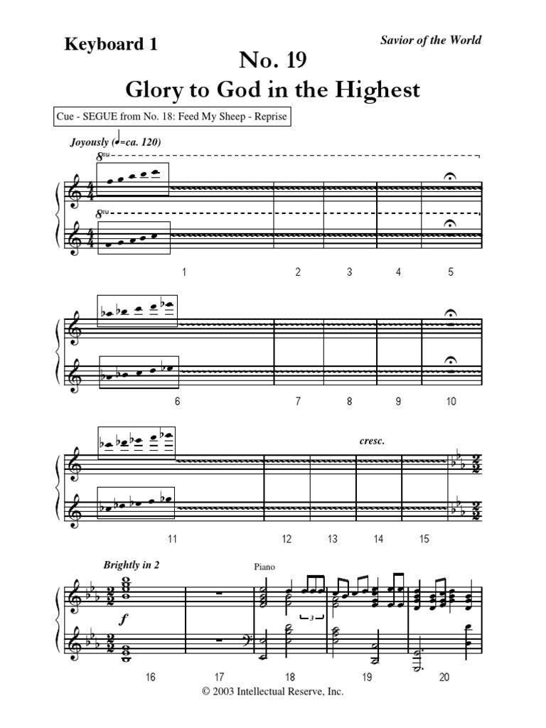 19 Glory To God - Keyboard 1 | PDF | Keyboard Instruments | Music ...