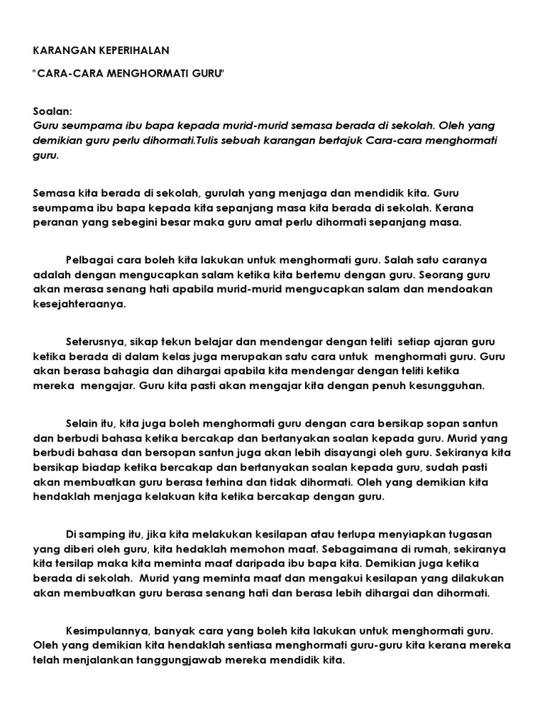 Contoh Contoh Karangan UPSR 2017 | PDF | Kesehatan Holistik