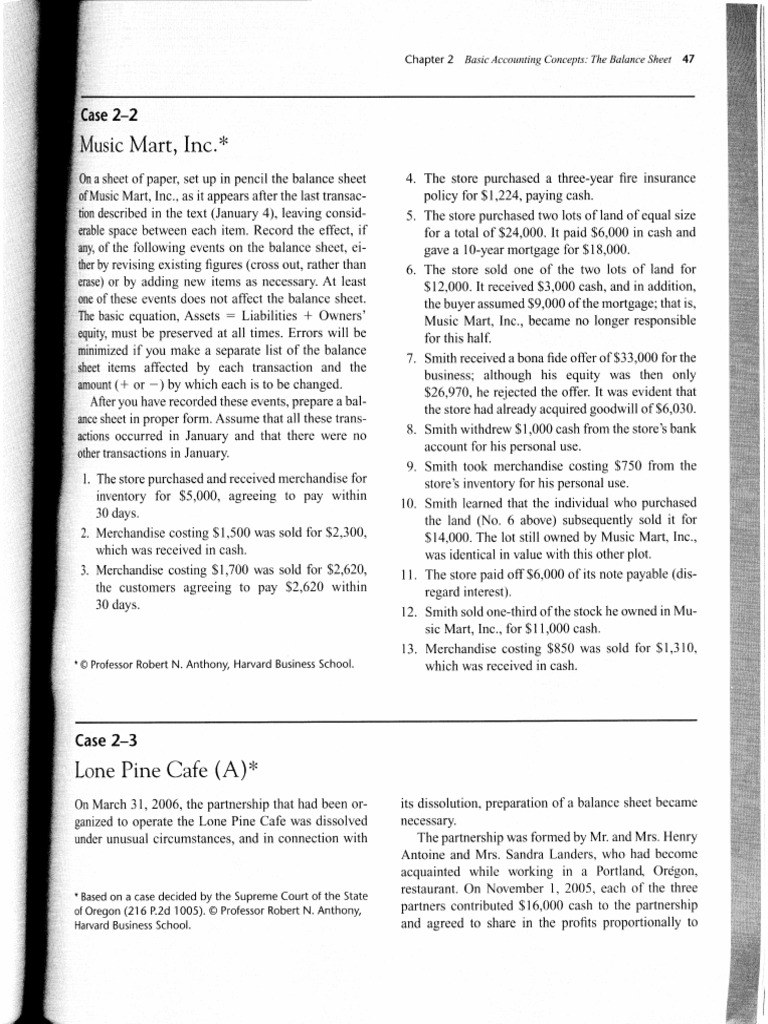 (Case 2-3) 2-3 Lone Pine Café (A) | PDF | Balance Sheet | Equity (Finance)