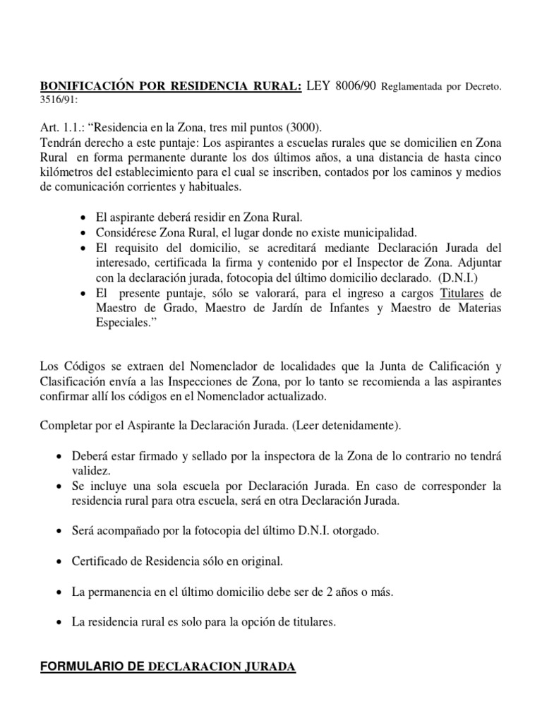 4 Bonificaci+ N Por Residencia Rural | PDF | Gobierno