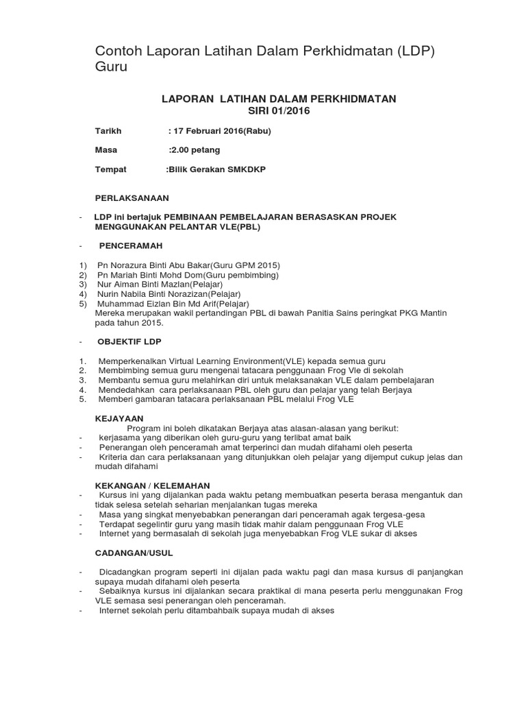 Contoh Laporan LDP | PDF