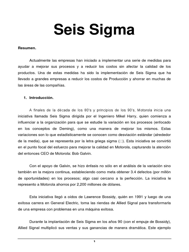 Seis Sigma | PDF | Six Sigma | Motorola