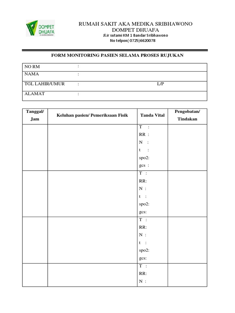 Form Monitoring Pasien Selama Proses Rujukan | PDF