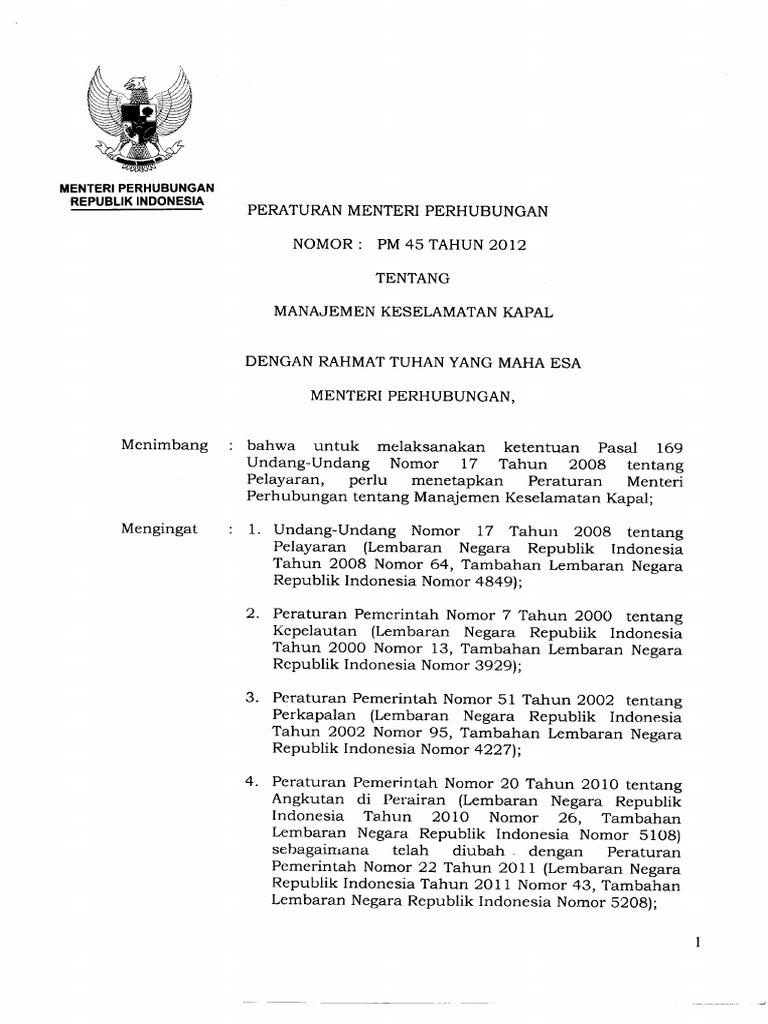 Manajemen Keselamatan Kapal Indonesia | PDF