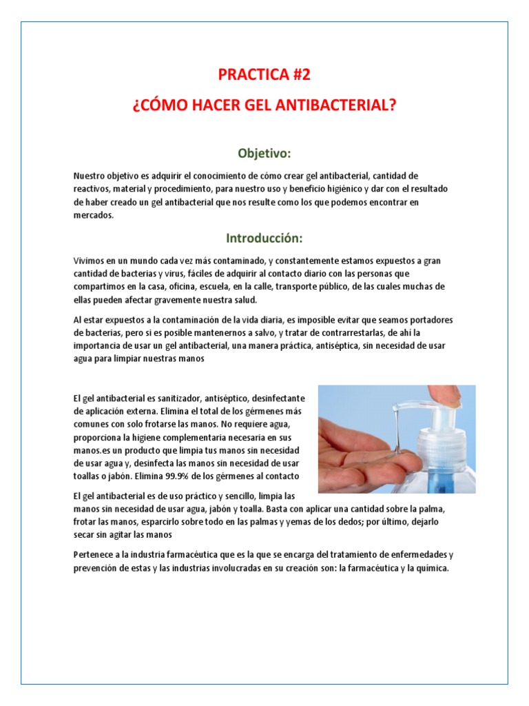 Practica: GEL ANTIBACTERIAL | Antibiotics | Concentration