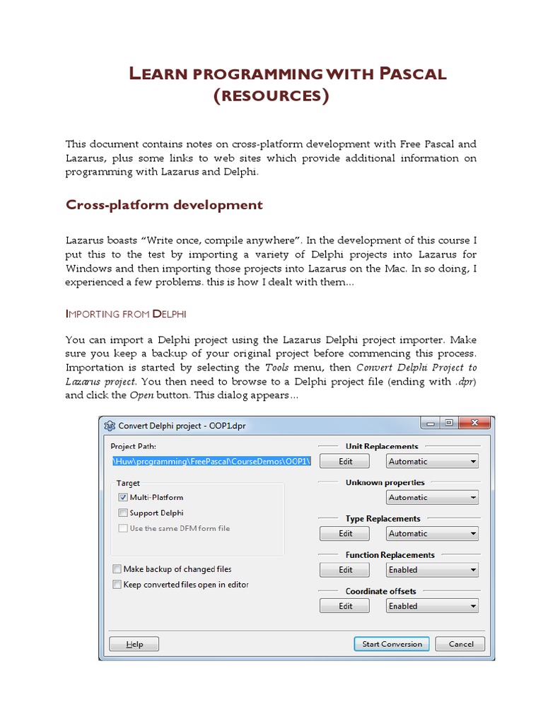 Lazarus and Delphi Notes PDF | PDF | Cross Platform | Digital Technology