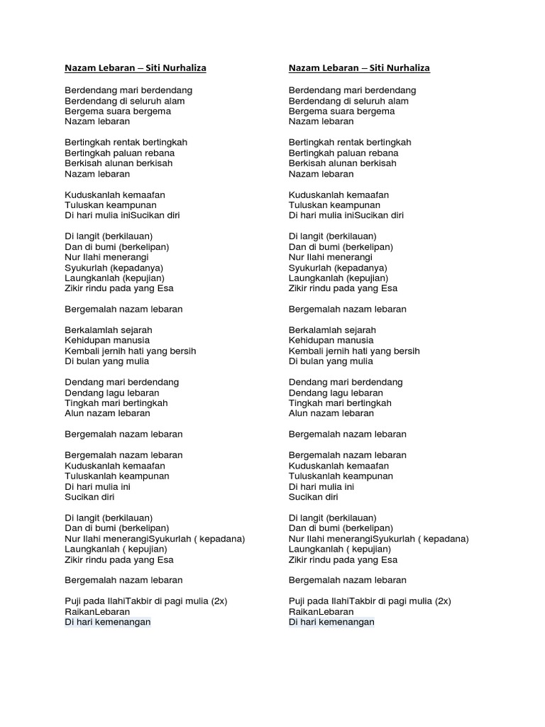 Nazam Lebaran | PDF