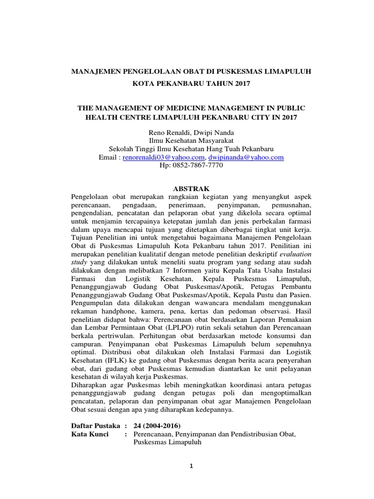 Jurnal Reno Renaldi, SKM, M.Kes | PDF | Pengembangan Diri