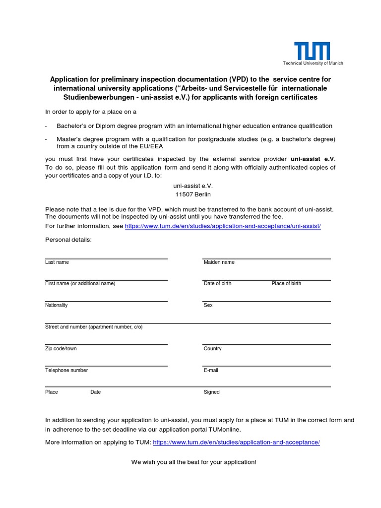 Application For VPD PDF | PDF | Academic Degree | Qualifications