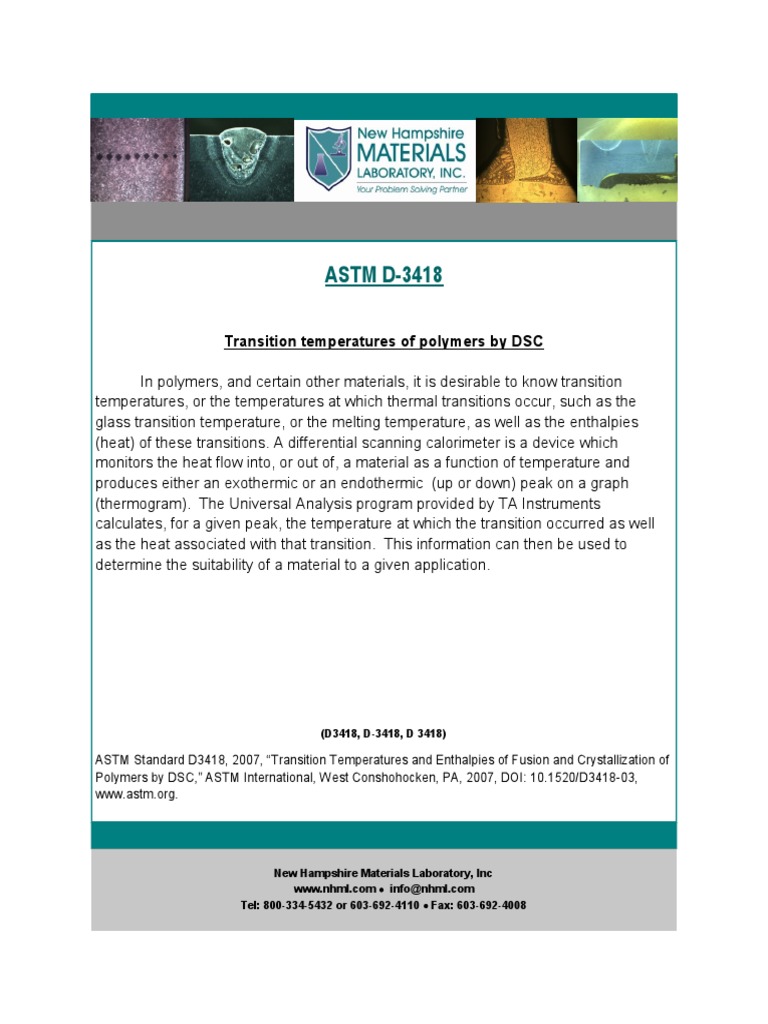 Chemical ASTM D3418 | PDF