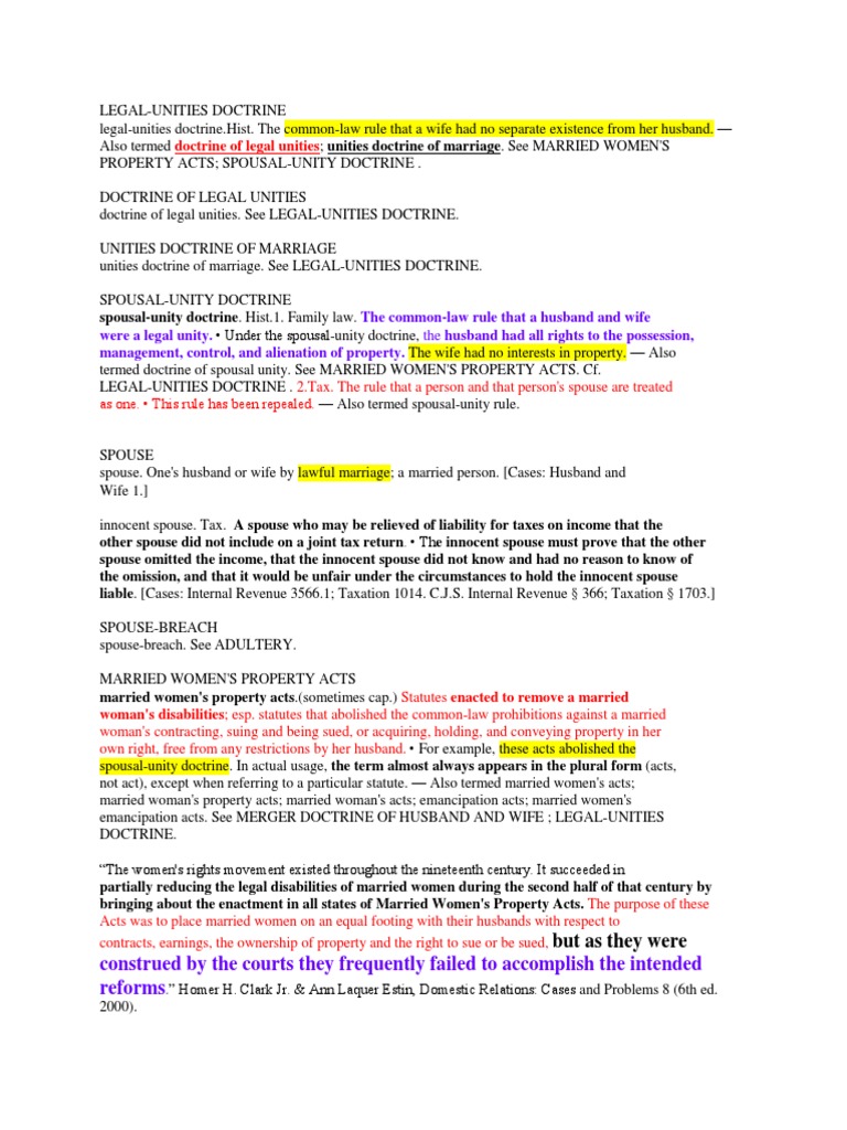 Spousal Unity Doctrine | PDF | Husband | Marriage