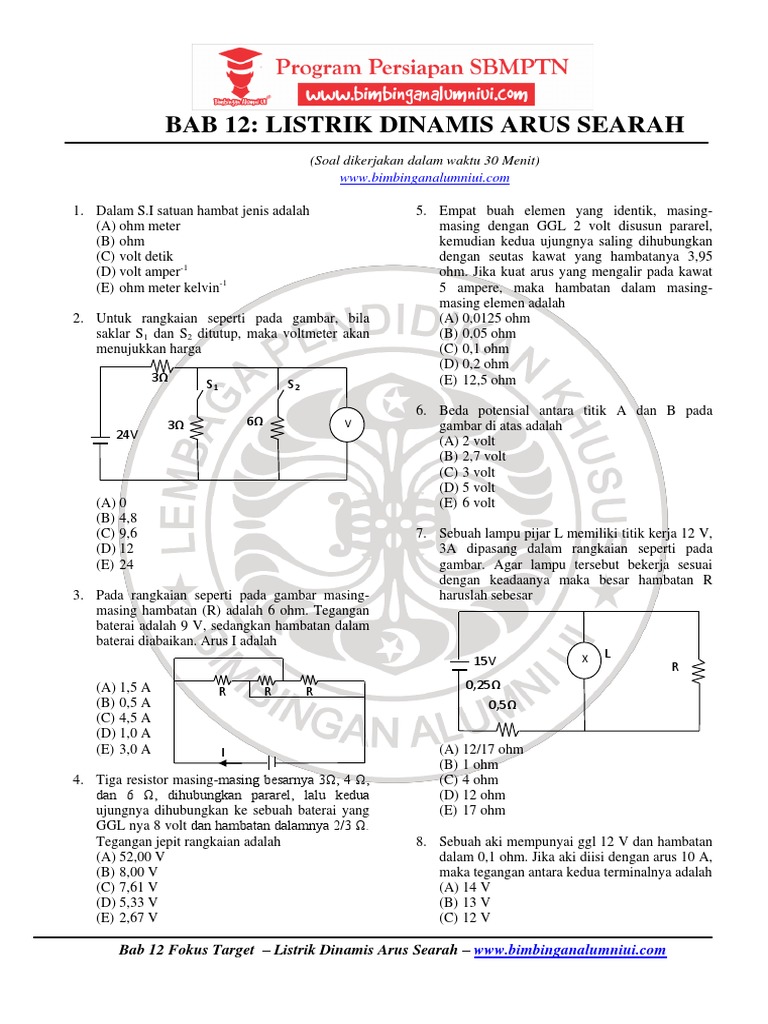 Bab 12 - Listrik Dinamis Arus Searah | PDF