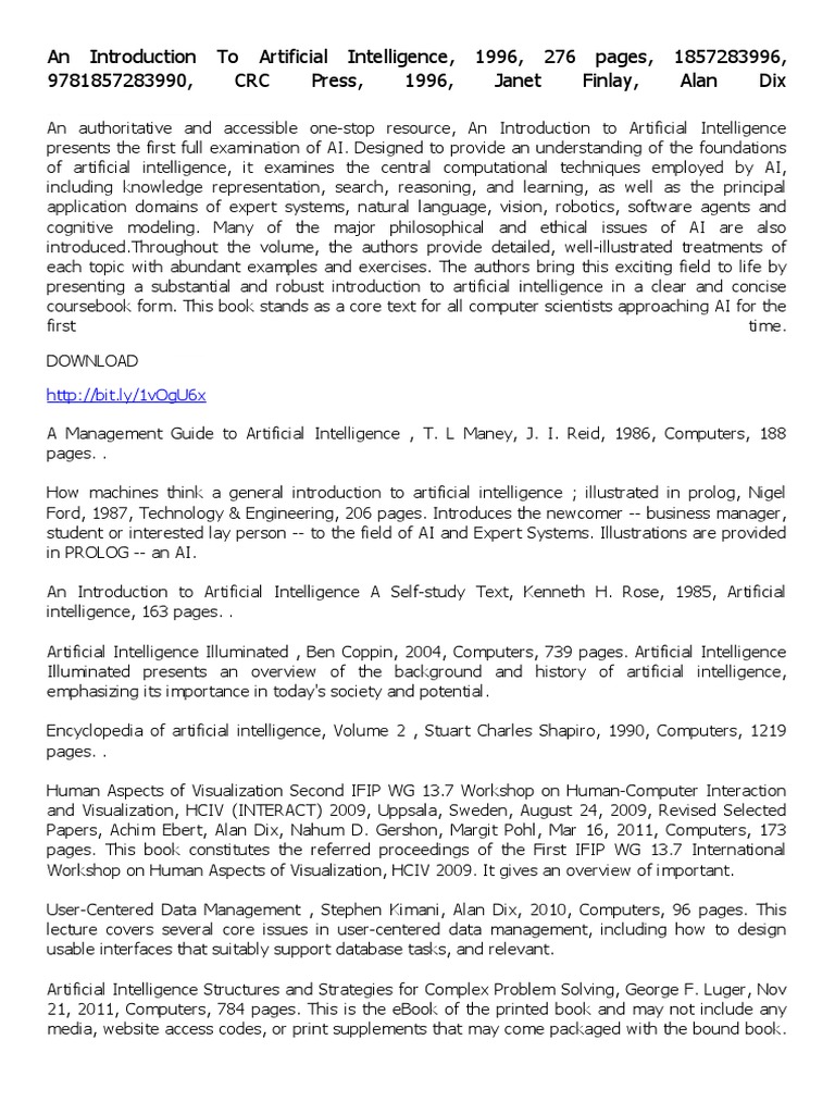 An Introduction To Artificial Intelligence | PDF | Artificial ...