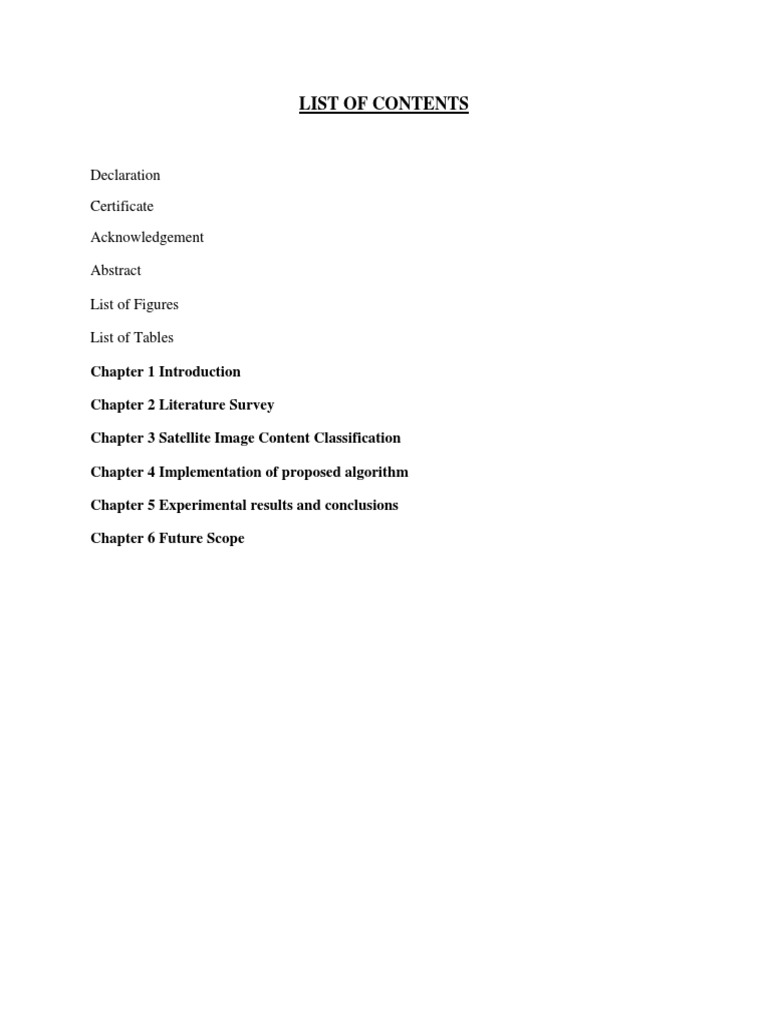 List of Contents: Declaration Certificate Acknowledgement List of ...