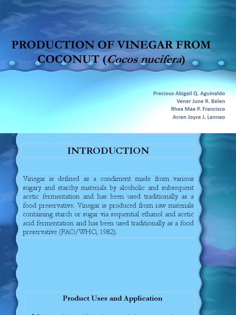 Production of Vinegar From Coconut (Cocos Nucifera) | PDF | Expense | Taxes