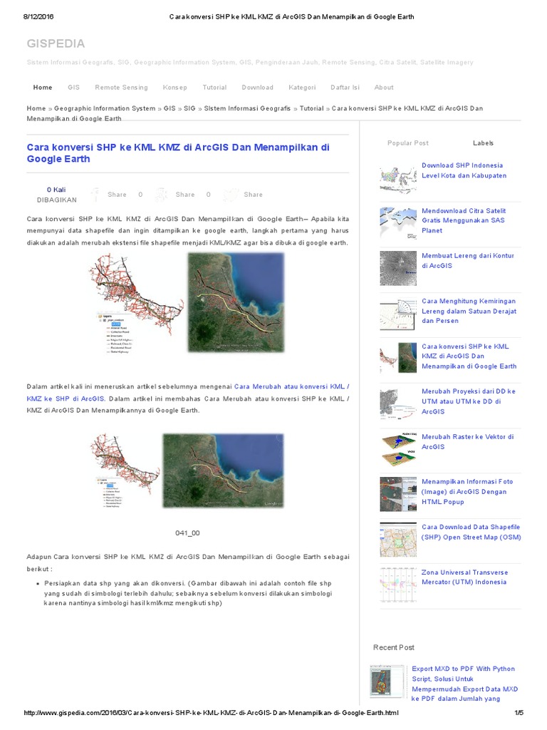 Cara Konversi SHP Ke KML KMZ Di ArcGIS Dan Menampilkan Di Google Earth PDF | PDF