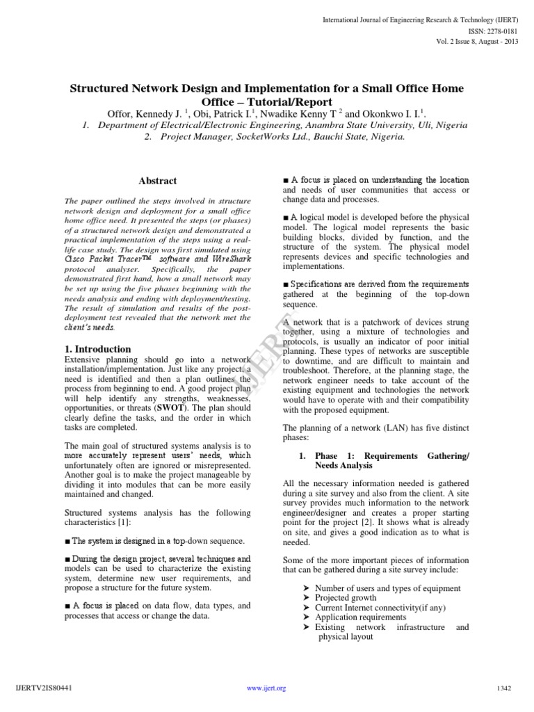 Ijert Ijert: Structured Network Design and Implementation For A Small Office Home Office ...