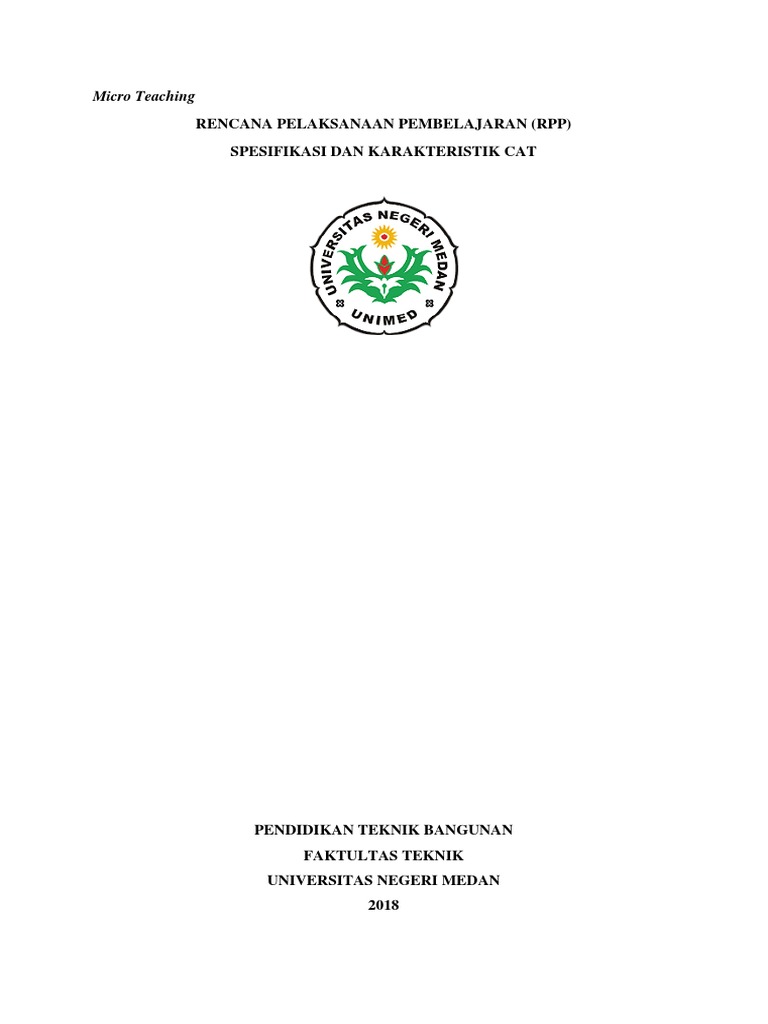 Micro Teaching: Rencana Pelaksanaan Pembelajaran (RPP) Spesifikasi Dan Karakteristik Cat | PDF
