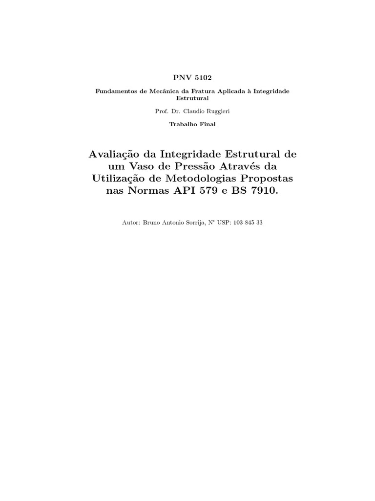Um Exemplo de Aplicação Das Metodologias API 579 e BS 7910 | PDF ...