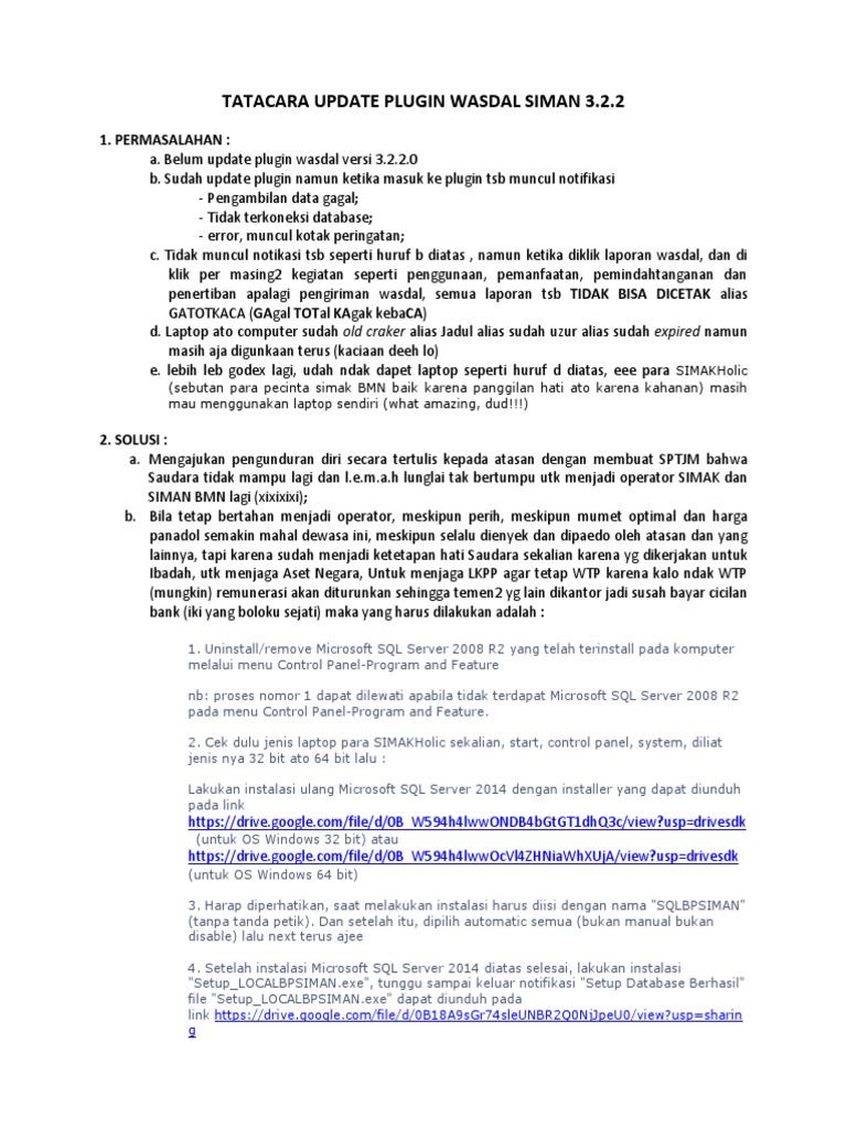 Panduan Update Plugin Wasdal | PDF