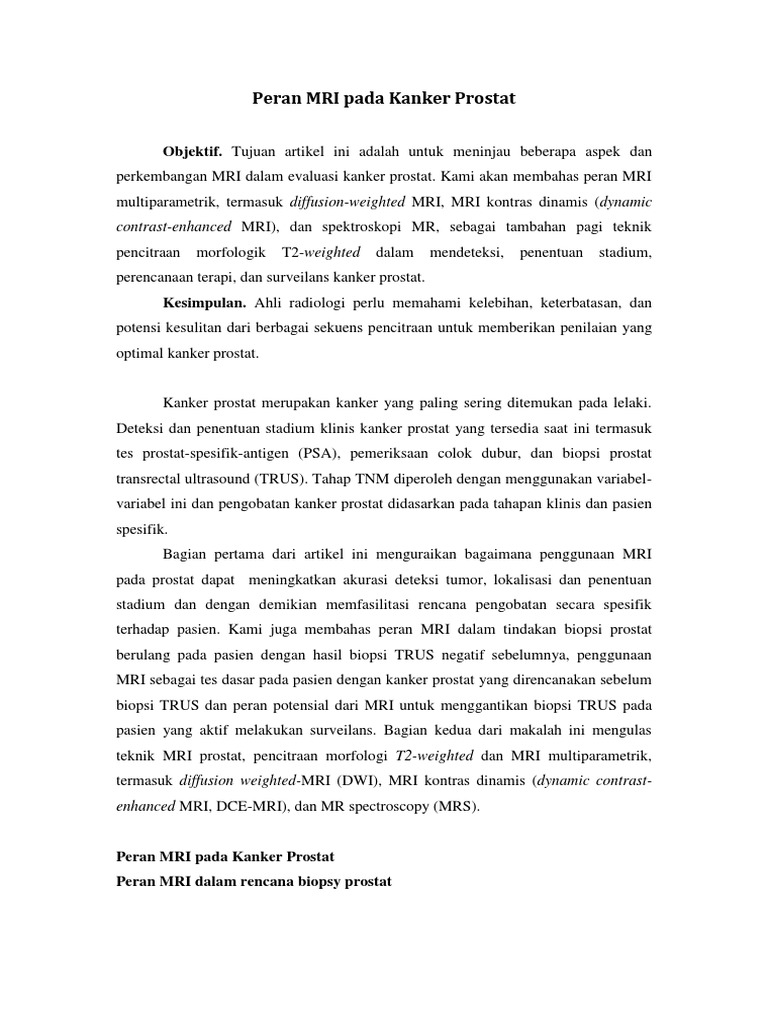 Peran Mri Pada Kanker Prostat | PDF