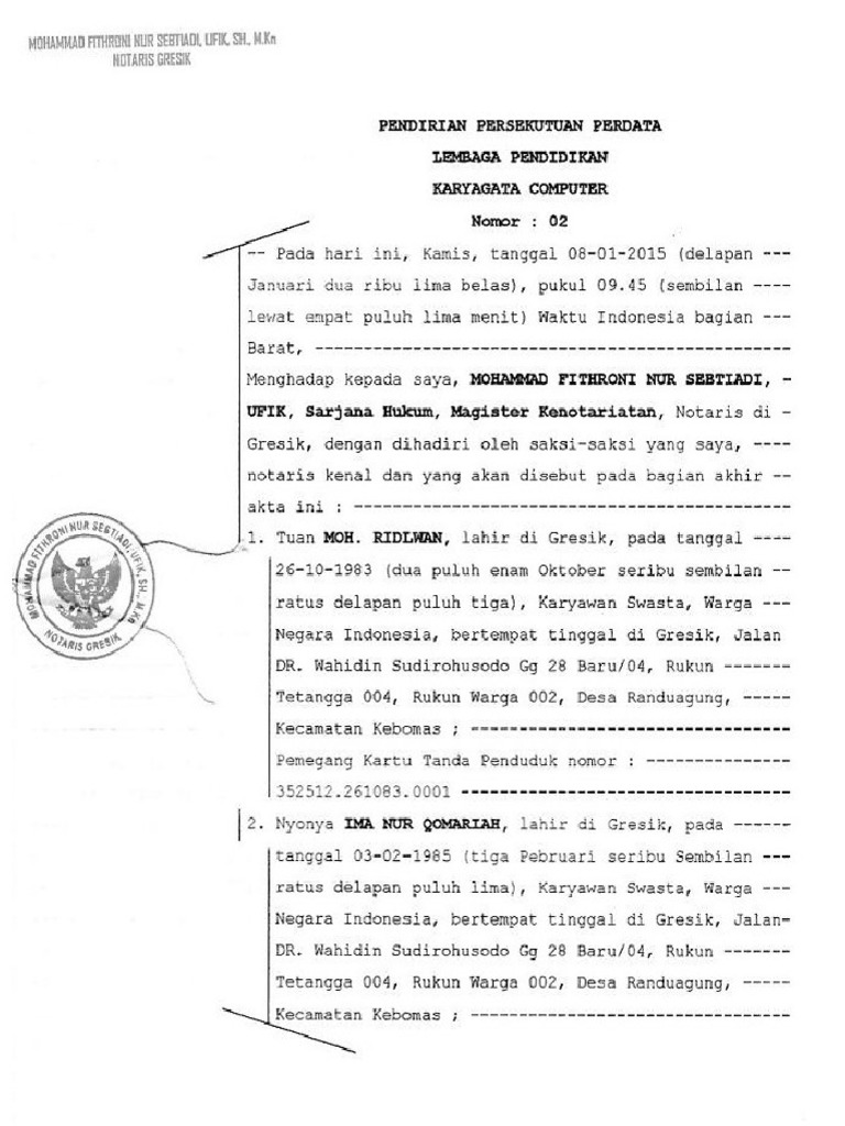 Contoh Akta LKP | PDF