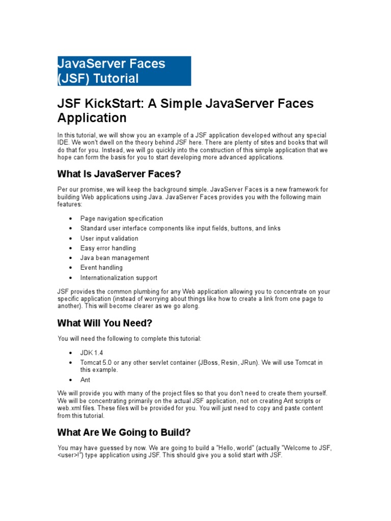 JSF Kickstart | PDF | Java Server Faces | Java Server Pages