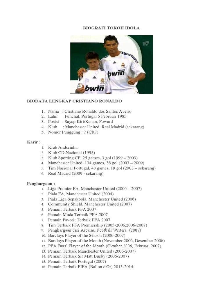 Biodata Lengkap Cristiano Ronaldo | PDF