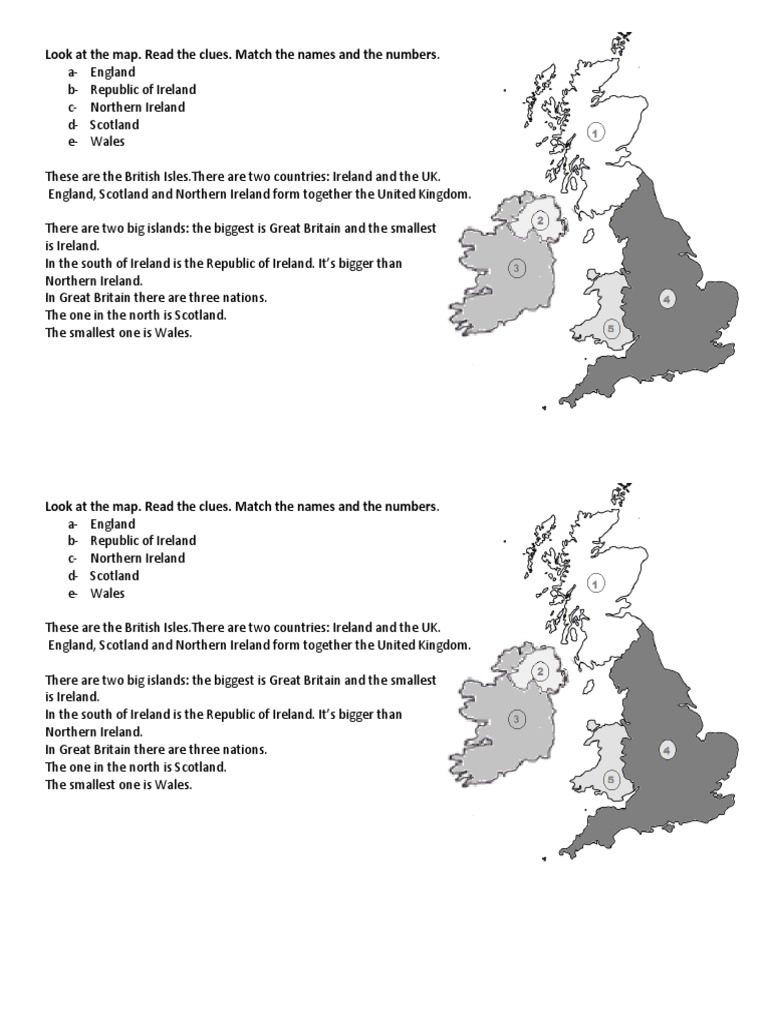 Uk and Ireland Comparatives Map Handout | PDF
