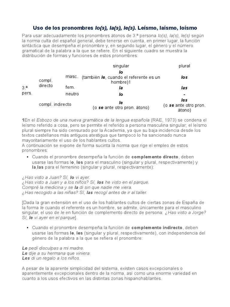 Laísmo, Leísmo y Loísmo | Morfología Lingüística | Estilo (ficción)