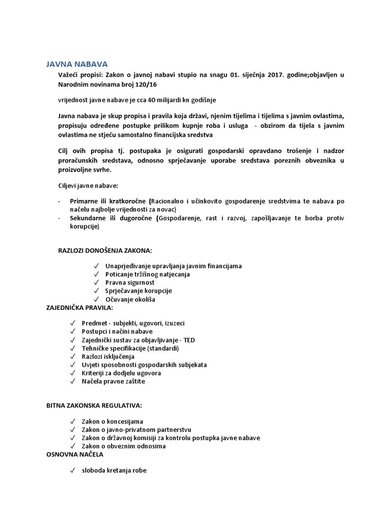 Skripta Javna Nabava | PDF