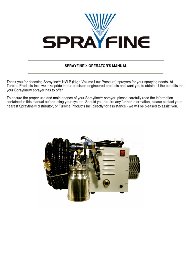 Sprayfine Operator's Manual | PDF | Paint | Safety