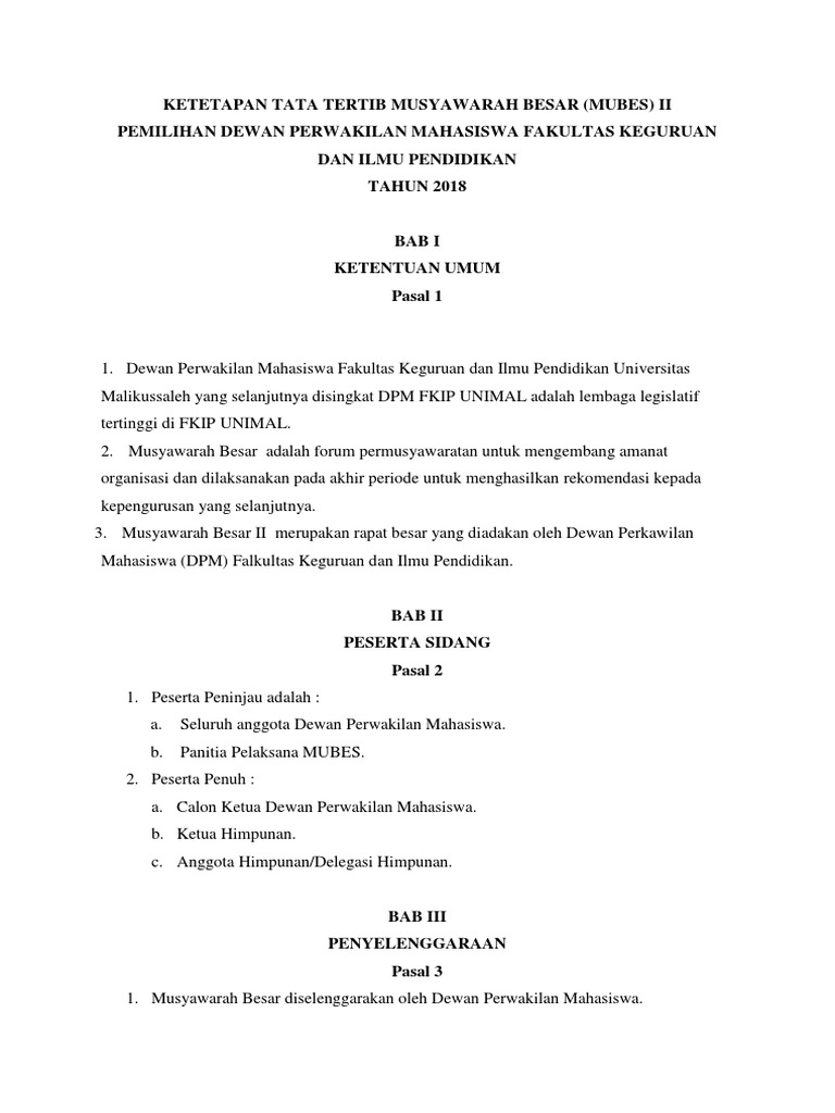 Tata Tertib Mubes II DPM | PDF