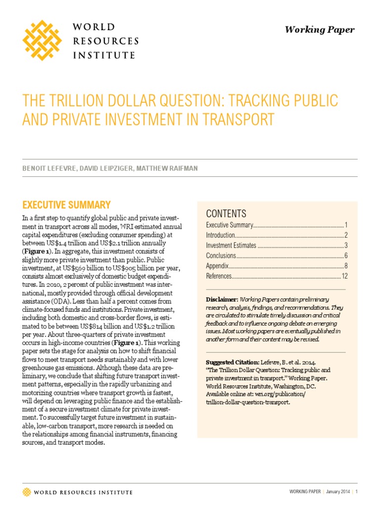 Trillion Dollar Question Working Paper PDF | PDF | Transport | Investing
