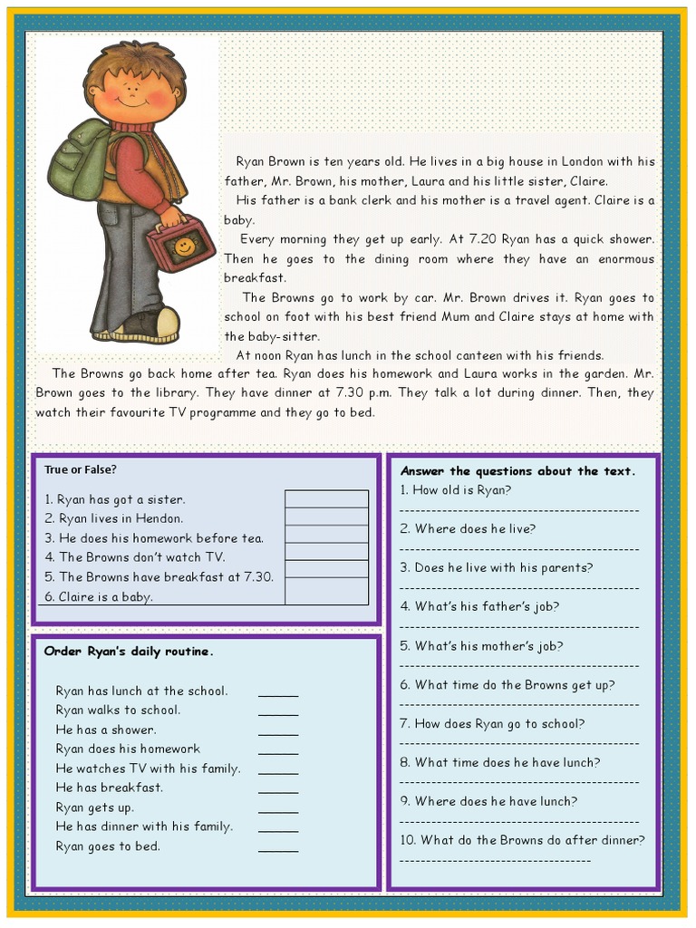 Meet Ryan Brown Reading Comprehension Exercises | PDF