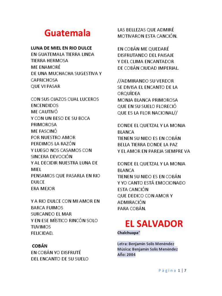 2 Letras de Canciones Por Cada Pais de Centroamerica | Entretenimiento ...