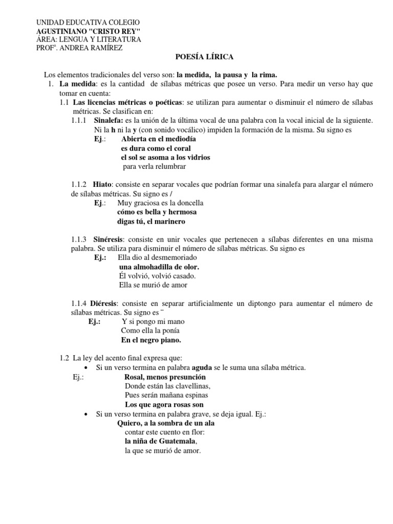 Estrutura da Poesia Lírica | PDF | Métrica (poesia) | Rima
