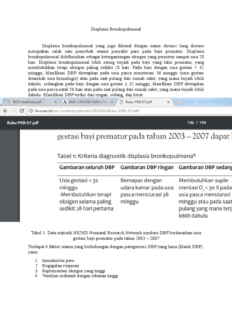 Displasia Bronkopulmonal SKDI 1 | PDF