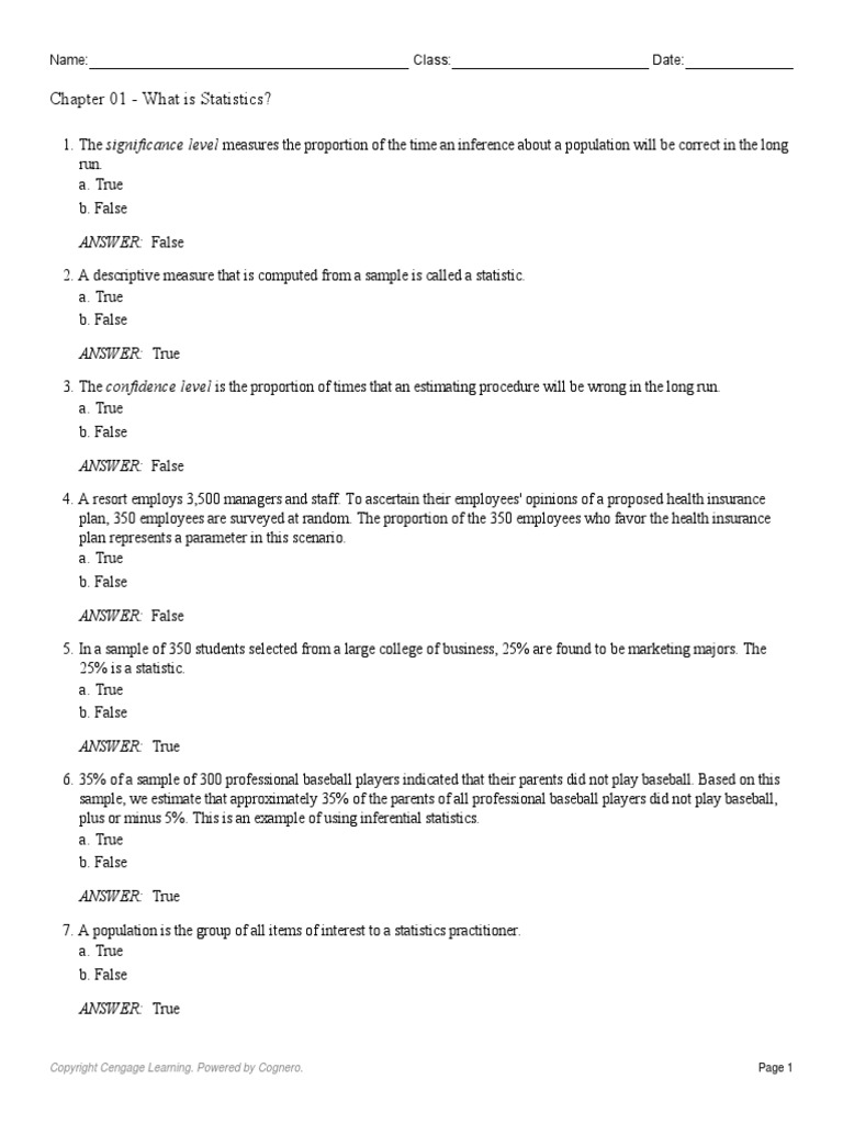 Test Bank For Statistics For Management and Economics 11th Edition by ...