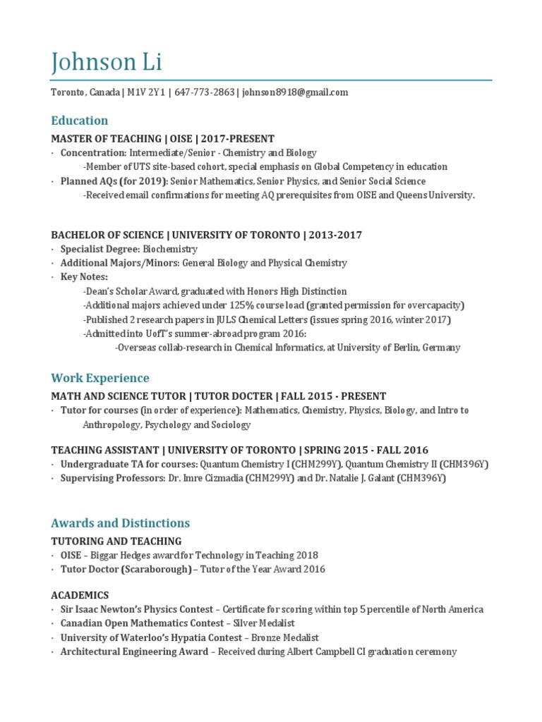 Resume 2018 | PDF