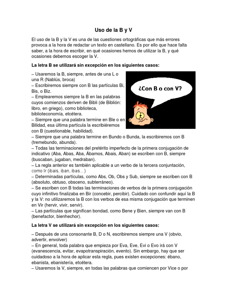 Uso de La B y V | PDF | Verbo | Conjugación gramatical
