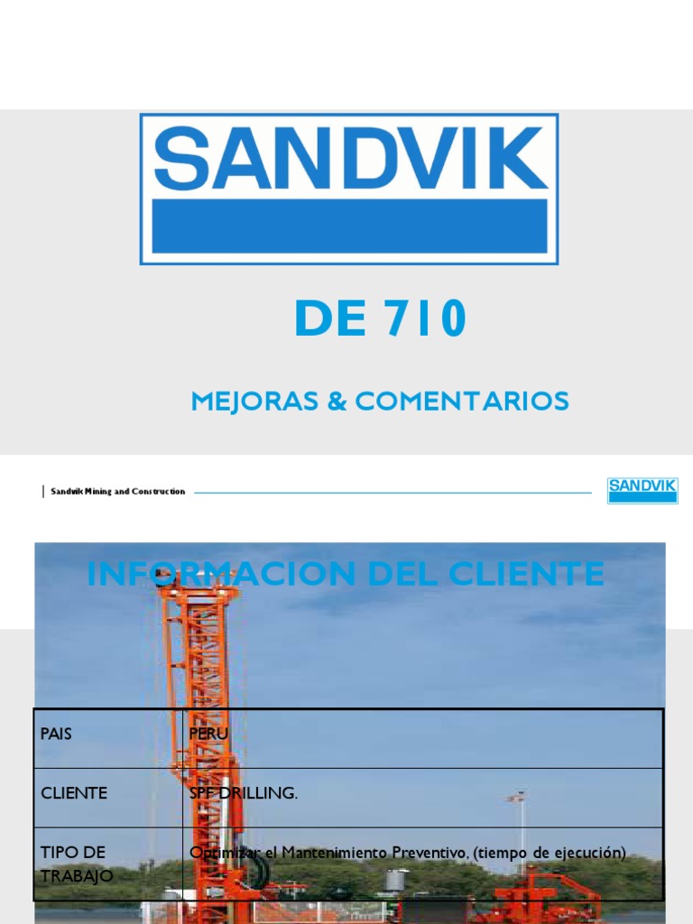 Mejoras en Perforadora Sandvik DE 710 | PDF | Drenaje | Energía y recursos