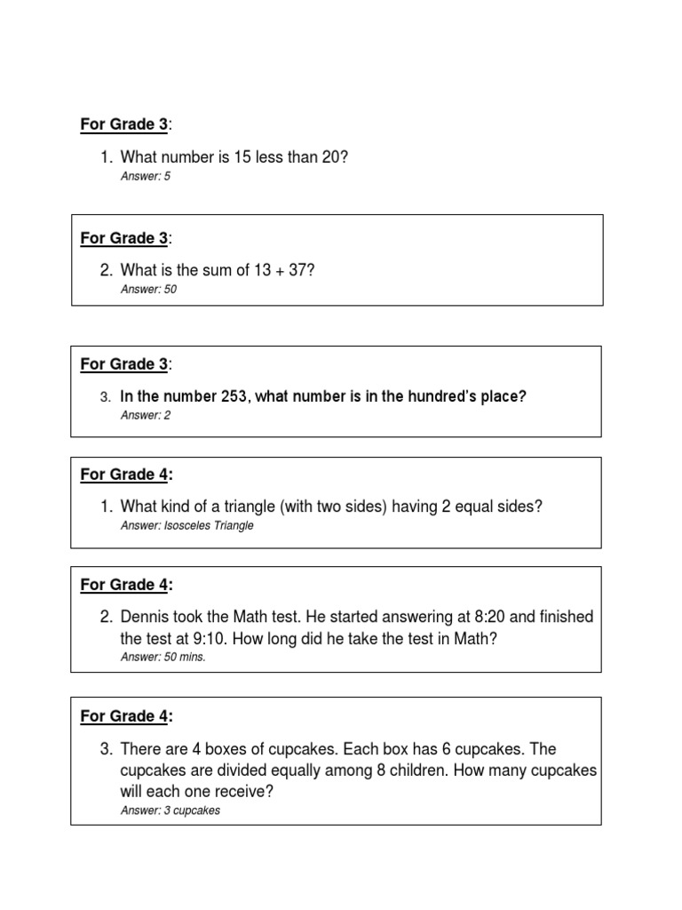 For Grade 3:: Answer: 5 | PDF
