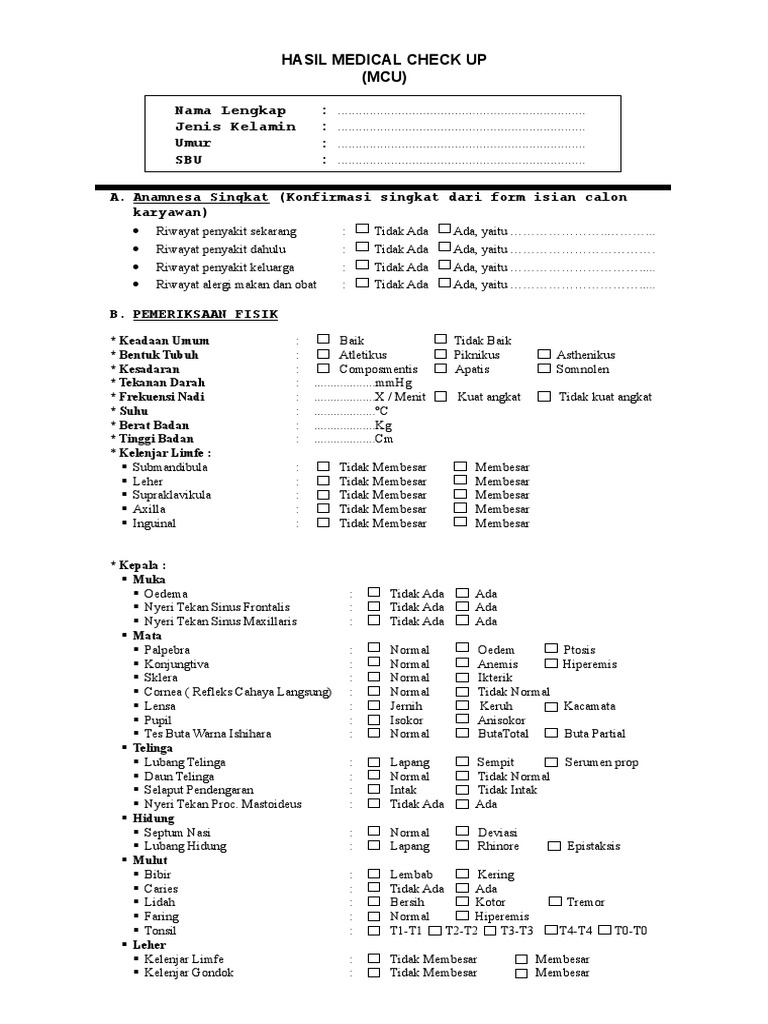 Form Fisik Mcu Inno Cibitung | PDF