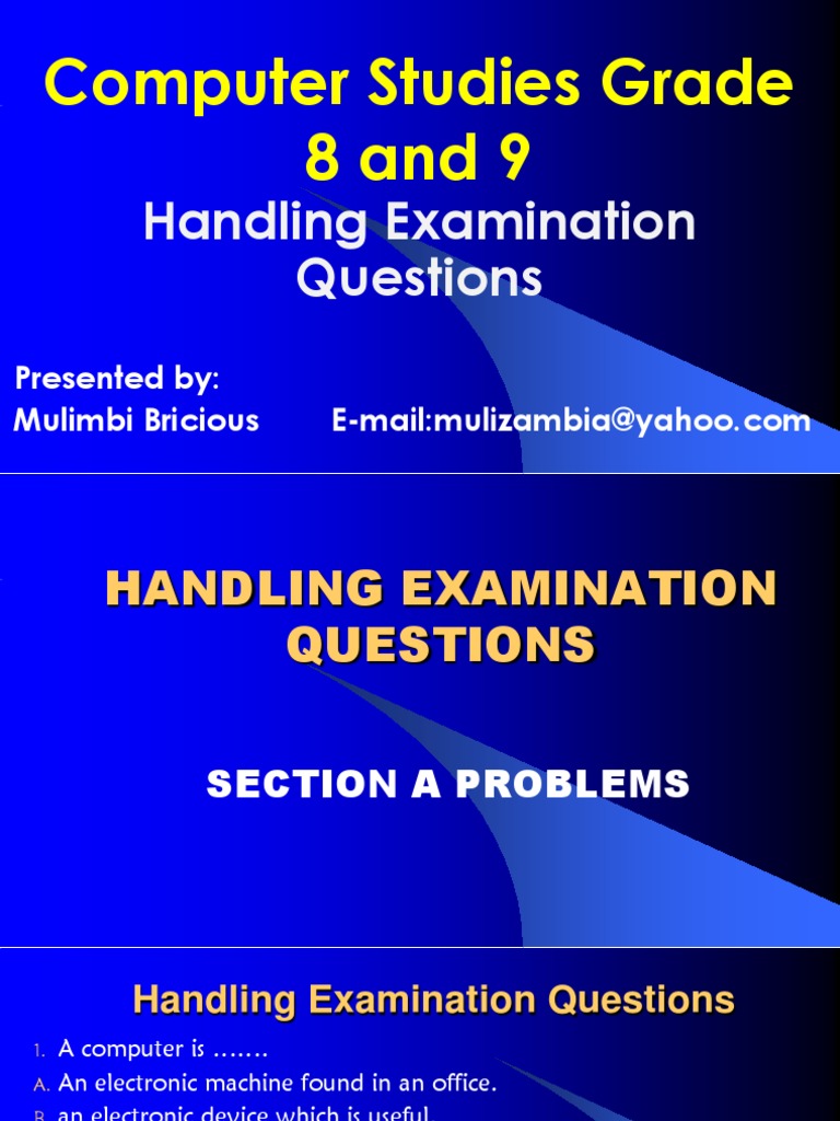 Grade 8 and 9 Handling Examination Question Presentation | PDF | Computer Data Storage | Input ...