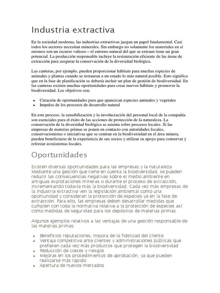 Industria Extractiva y Basica | PDF | Minería | Biodiversidad